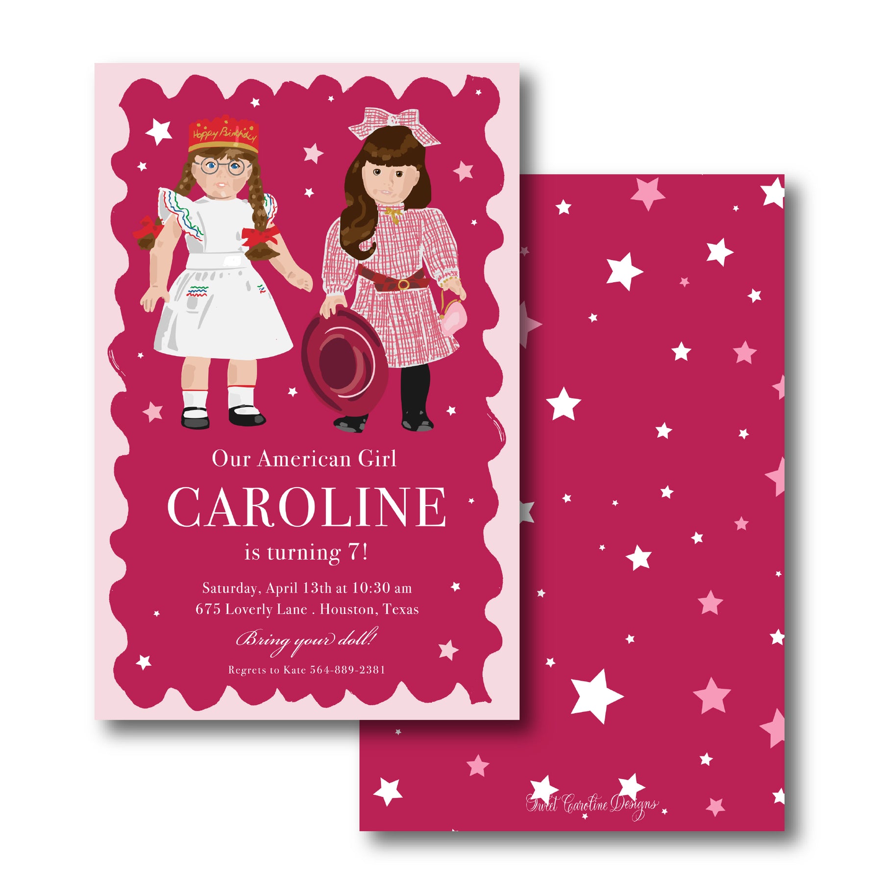 American Doll Border Invitation – Sweet Caroline Designs