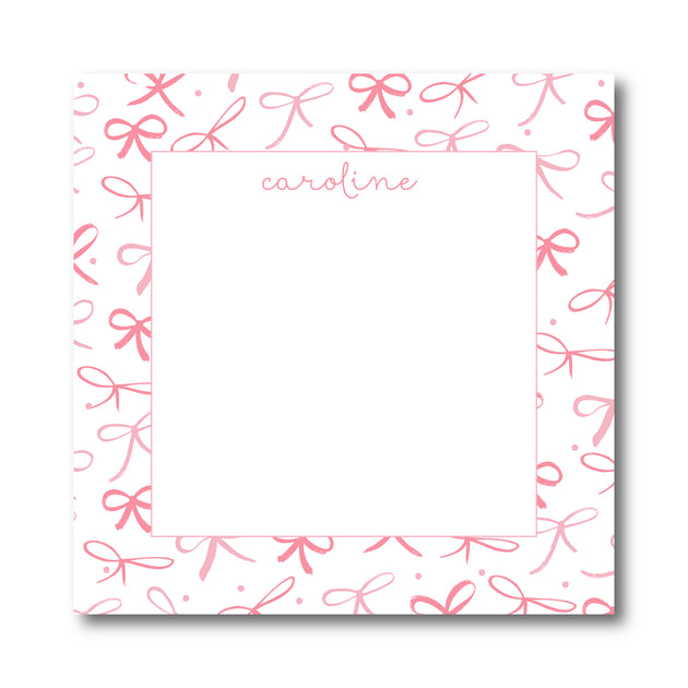 Bitty Bows Pink Border Notepad – Sweet Caroline Designs