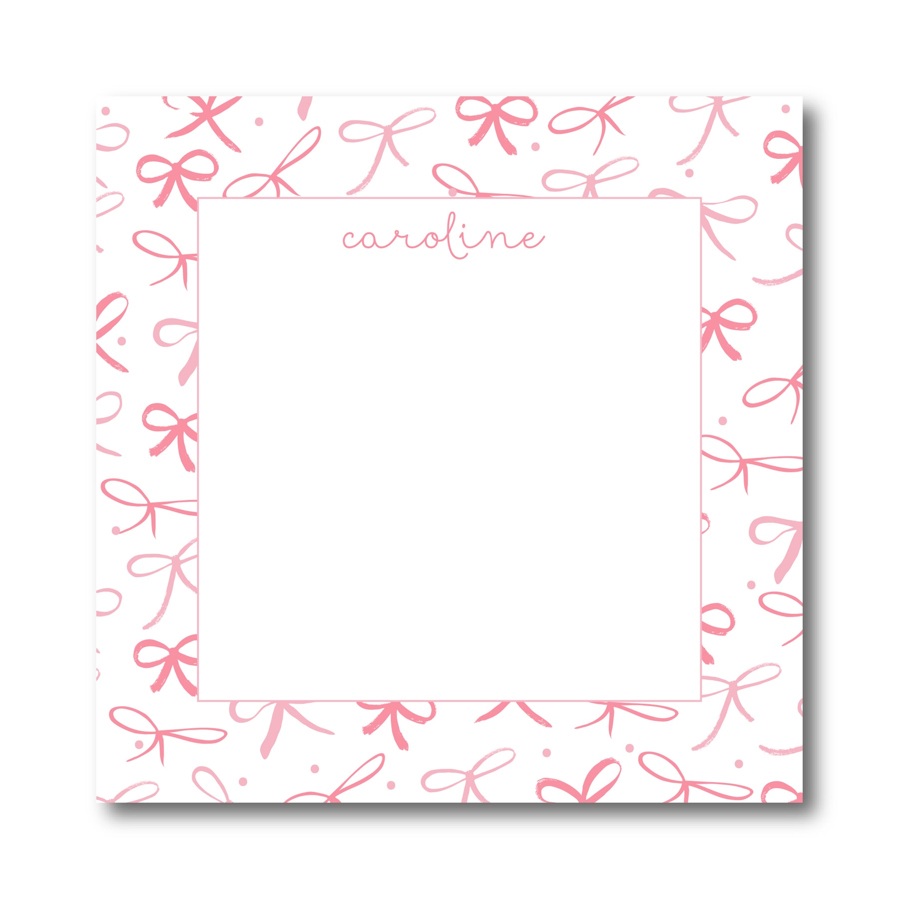 Bitty Bows Pink Border Notepad – Sweet Caroline Designs