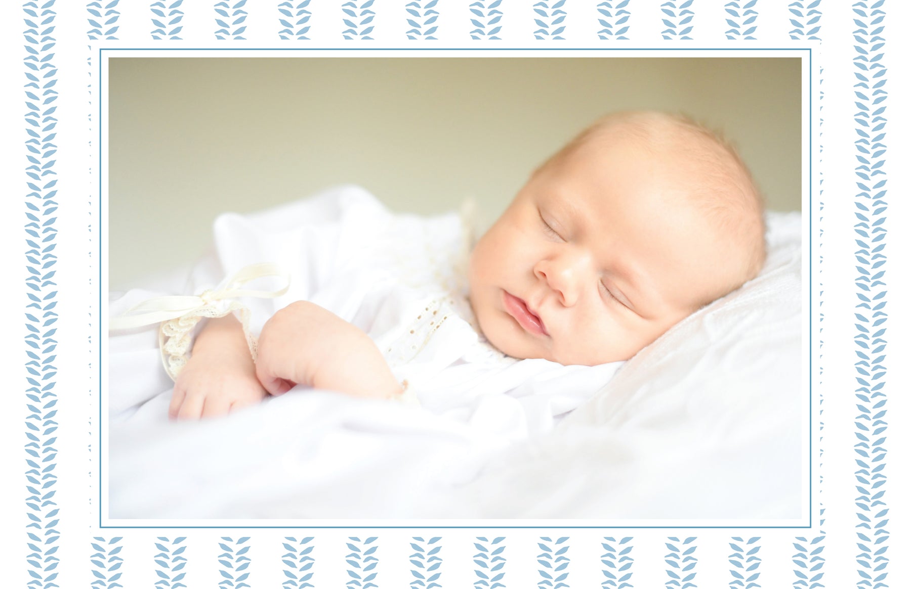 Blue Leaf Border Birth Announcement – Sweet Caroline Designs