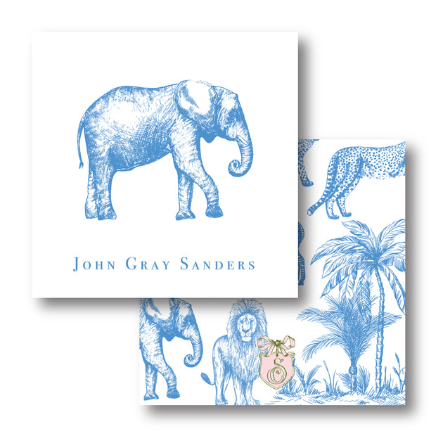 Blue Safari Toile Calling Card – Sweet Caroline Designs