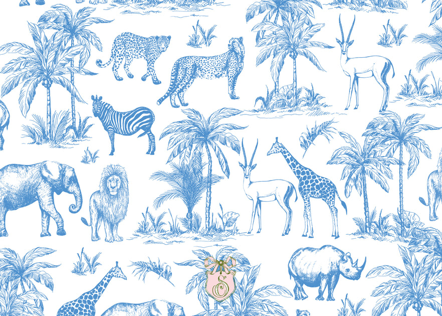 Blue Safari Toile Stationery – Sweet Caroline Designs