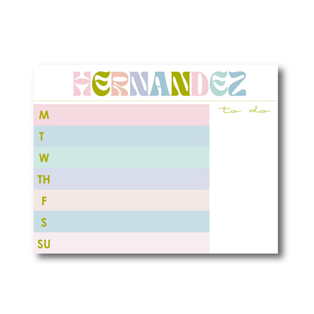 Groovy Week Notepad – Sweet Caroline Designs