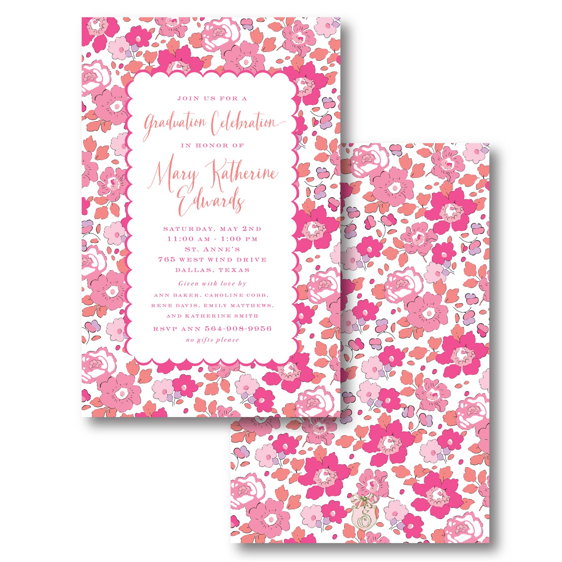 Liberty Hot Pink Invitation – Sweet Caroline Designs