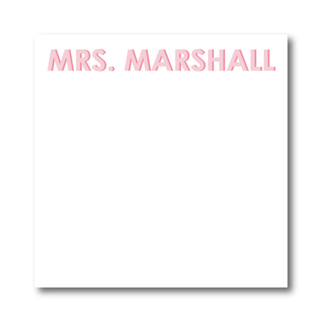 Pink Block Letters Notepad – Sweet Caroline Designs