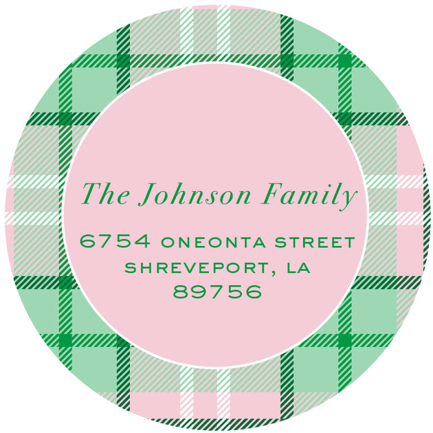 Pink Green Plaid Bow Return Sticker – Sweet Caroline Designs