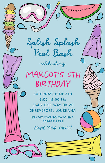 Summer Fun Border Invitation – Sweet Caroline Designs