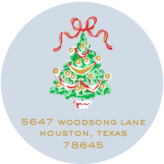 Vintage Tree Blue Return Sticker – Sweet Caroline Designs